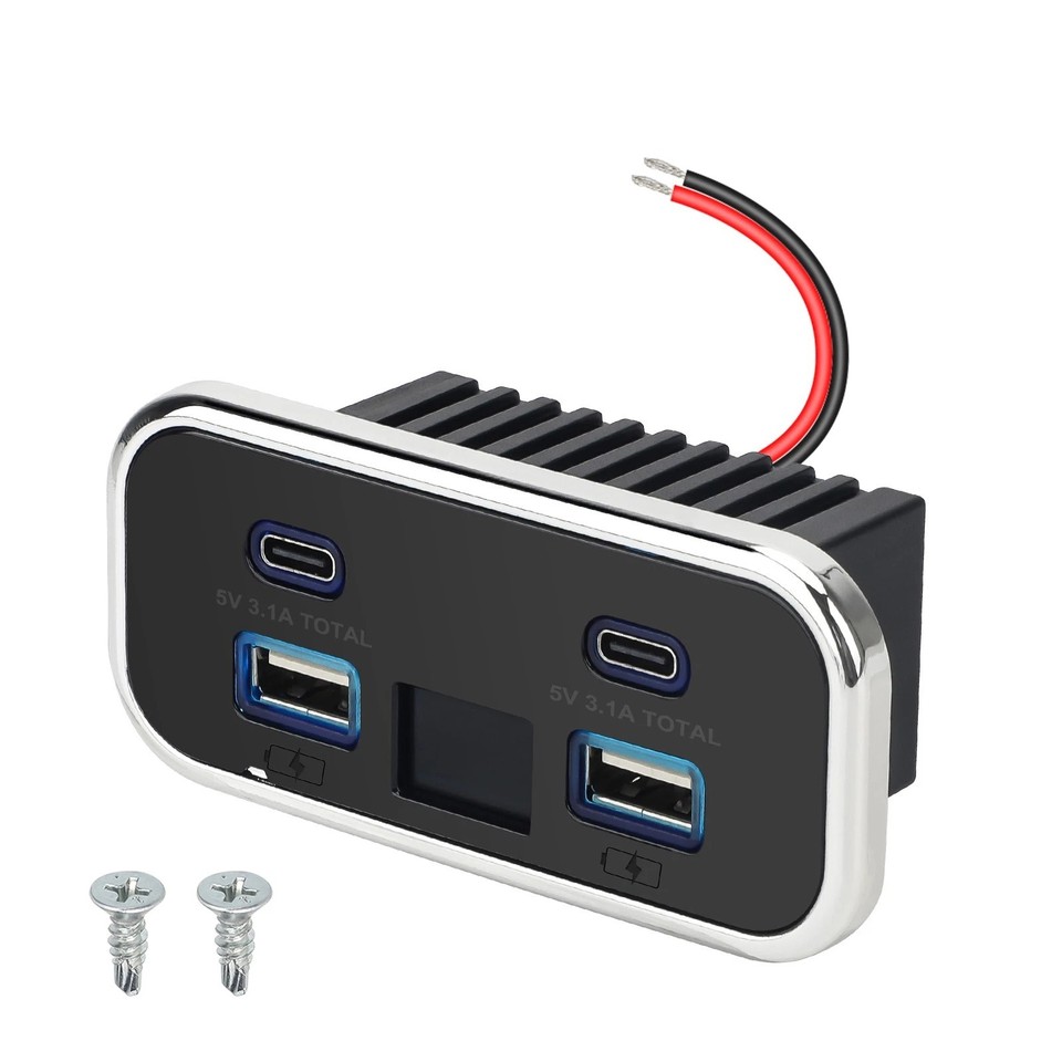 RV USB Outlet Dual USB A USB C Ports Charging Socket Panel for 12V/24V ...
