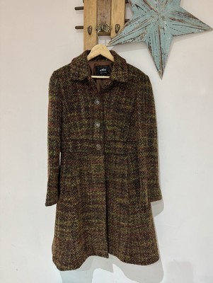 Per Una Tweed Boucle Wool Blend Longline Fit & Flare Copper Thread Coat ...