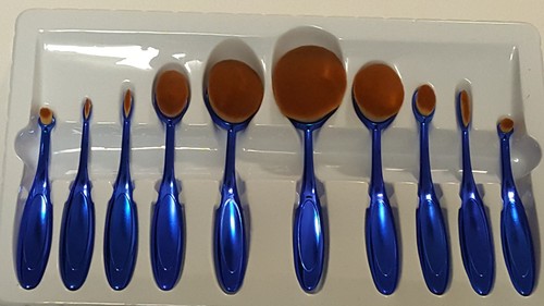 Toothbrush Shape10Pc Royal Blue Oval Cosmetic Makeup Puff Brush Set ...