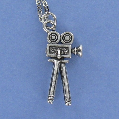 MOVIE CAMERA Necklace on Chain or Charm Only - Pewter Old Fashion ...