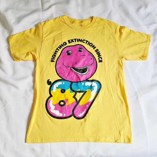 Vintage Barney the Purple Dinosaur T Shirt Fighting Extinction Since 87 ...