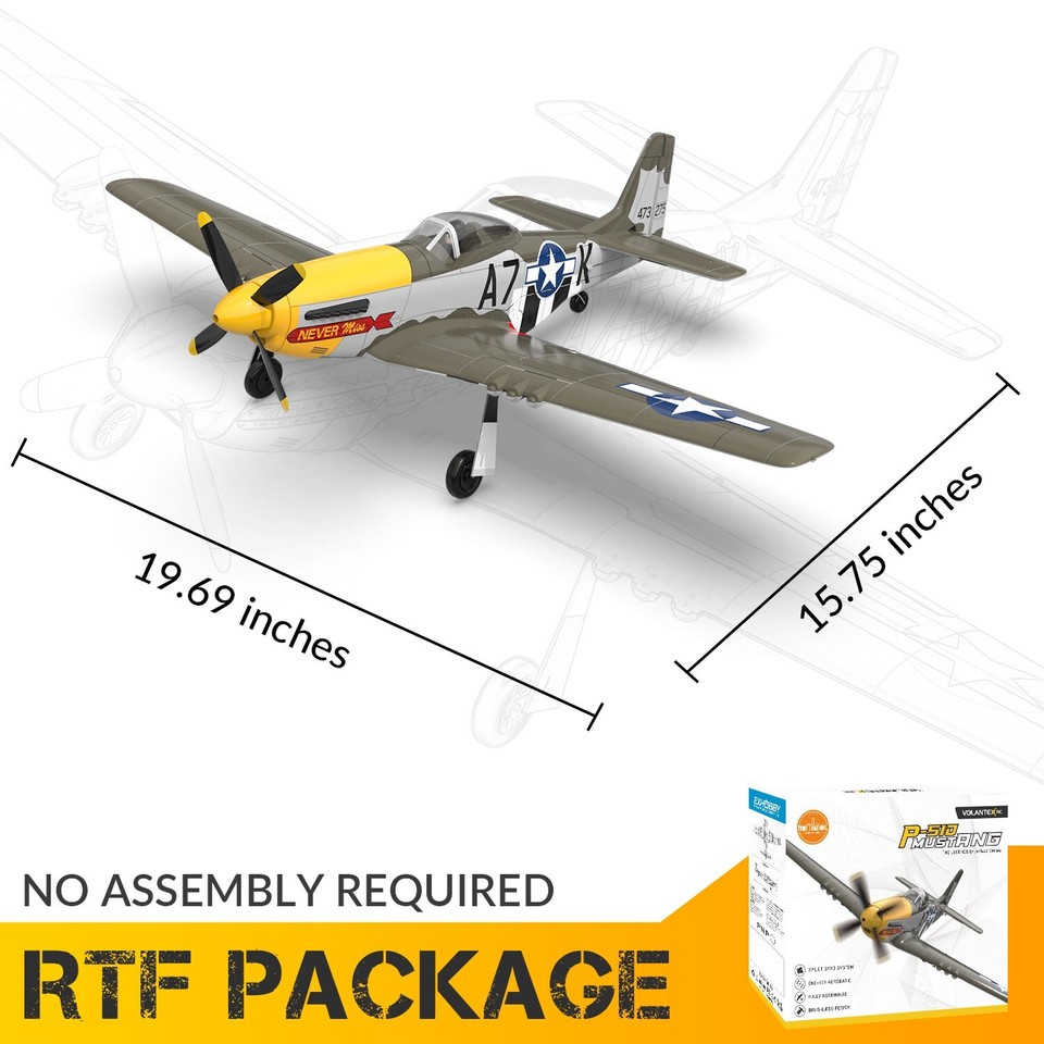 VOLANTEX P51D Mustang RC Plane 2.4G 4CH Aerobatics RTF Brushless Motor ...