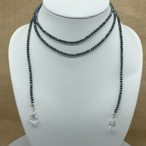 Deb Guyot Herkimer Diamond Quartz Lariat Necklace Hematite Beads 44 ...
