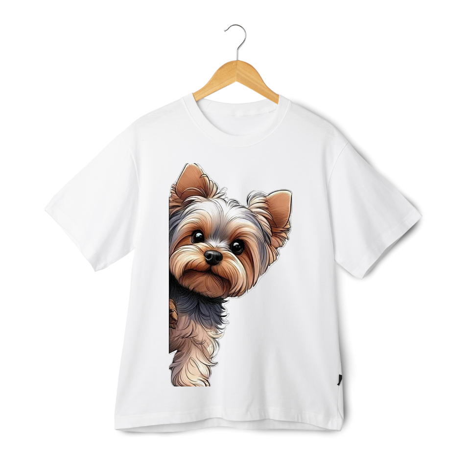 Yorkie T-Shirt - Unisex Cute Yorkshire Terrier Peek Dog Graphic Tee Pet ...