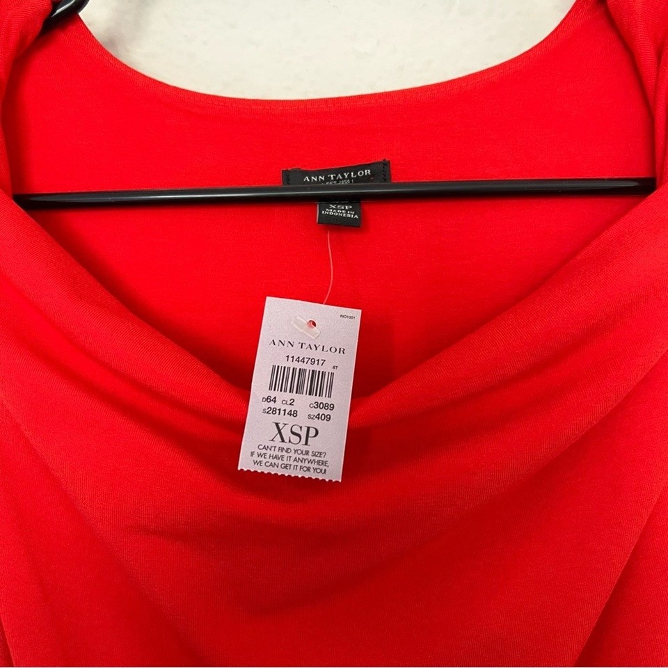 Ann Taylor Cowl Neck Red Sleeveless Mini A-line Dress NEW Size XS ...