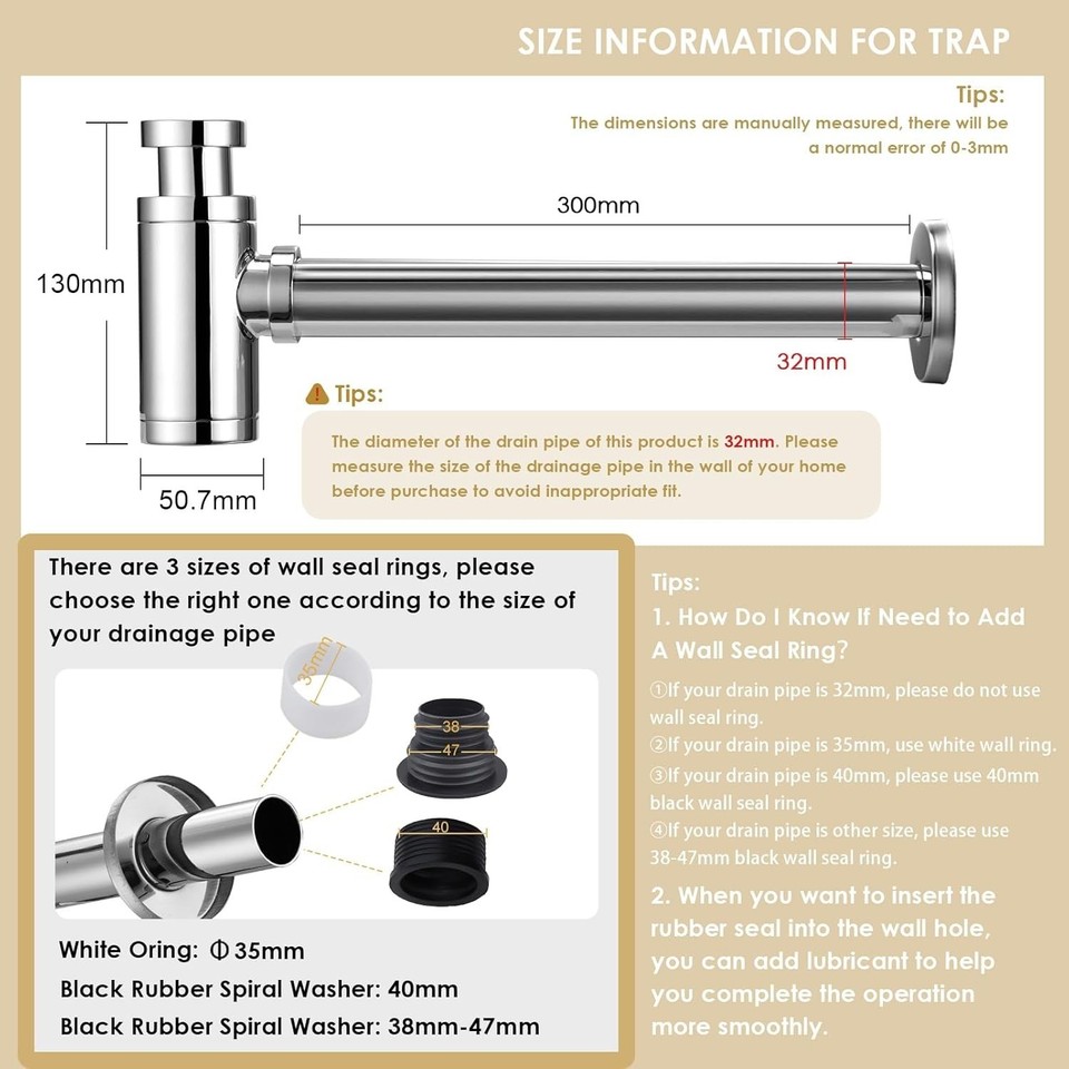 Basin Waste and Sink Bottle Trap Set, G1 1/4 Chrome Pop Up Sink Waste ...