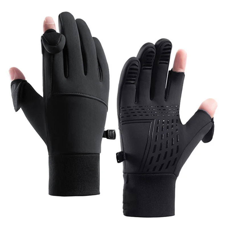 Winter Flip Open Two Finger Gloves Men Women Warm Touch Screen Gloves ...