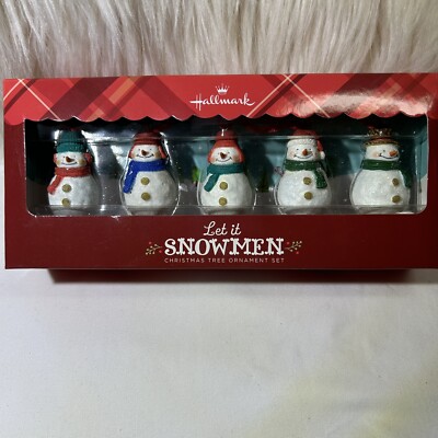 Hallmark 2013 Let it Snow Snowmen Set of Five Christmas Tree Ornaments ...