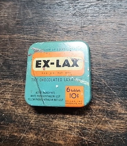Vintage EX-LAX Chocolate Laxitive Tin Empty 2 PC Snap-Shut Teal Box | eBay