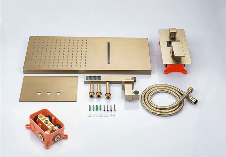 Brushed Gold Brass Intelligent Digital Display Mixer 550x230mm Rain ...