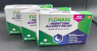 Flonase Nighttime Allergy Relief PACK OF 3- 36 Tab Each EXP02/2025 ...