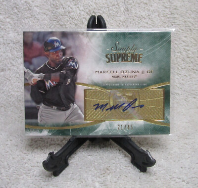 MARCELL OZUNA 2014 Topps SIMPLY SUPREME AUTO GREEN PARALLEL Card Serial ...