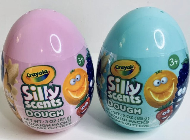 8x Crayola Silly Scents Egg 3 Dough Packs & Shape Cutters Pink Purple ...