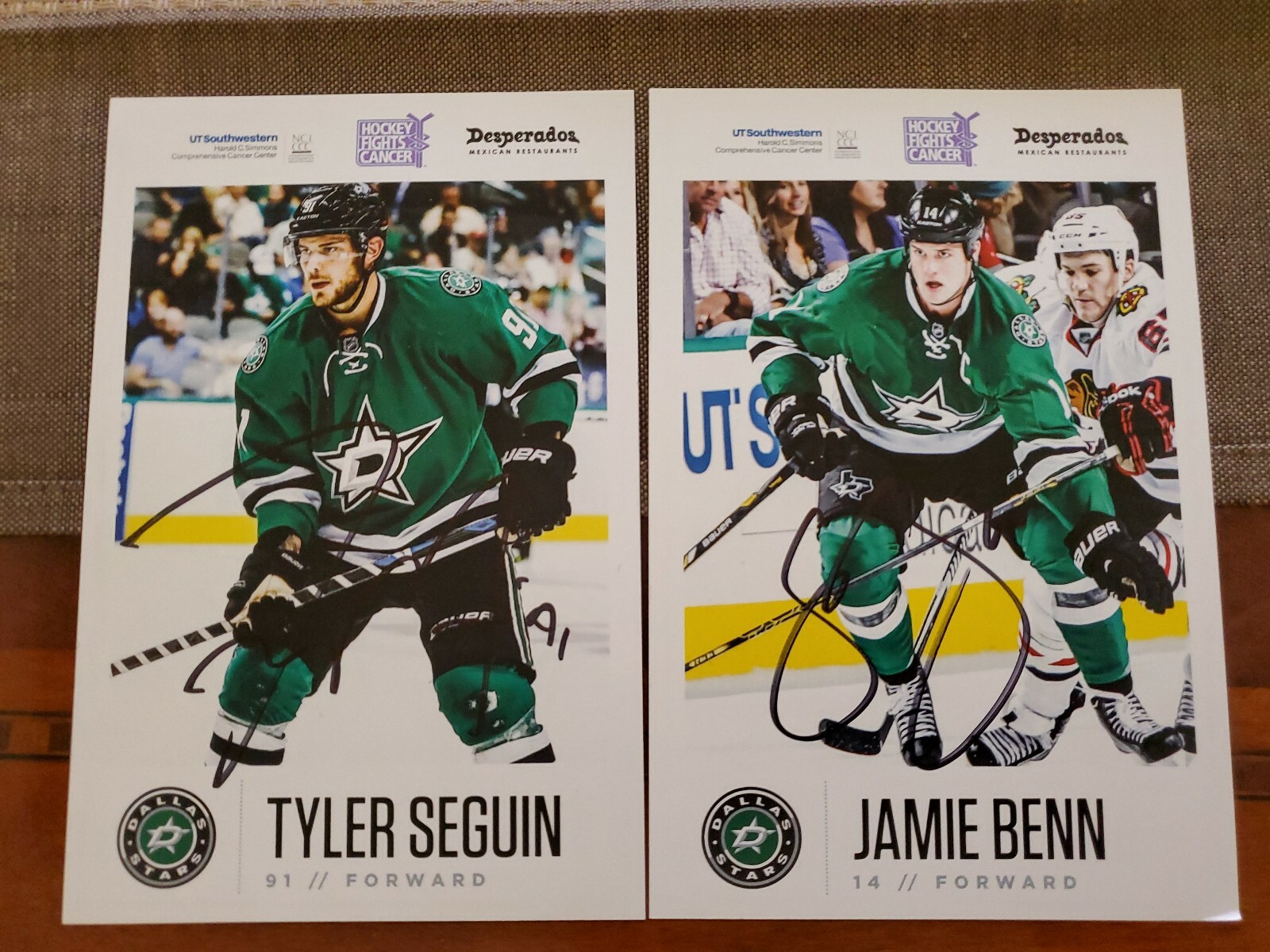 Lot Of 2 Autographed Hockey Player Cards Tyler Seguin Jamie Benn Dallas ...