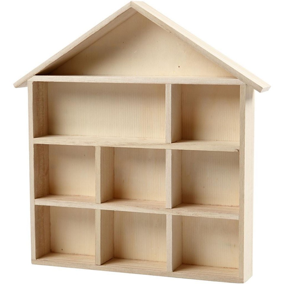 Wooden House Display Storage Shelves 7 & 9 Compartment Wall Deco Choose ...