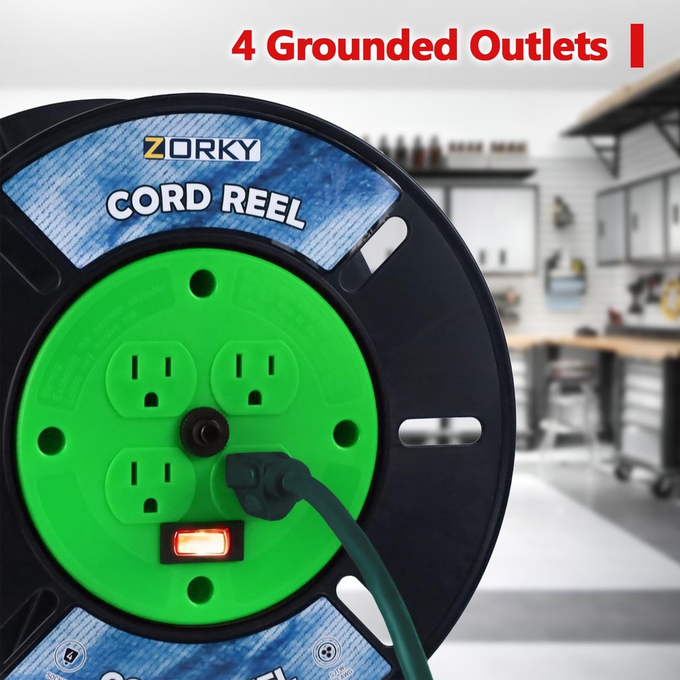Extension Cord Storage Reel, Retractable Heavy Duty Open Cord Reel for ...