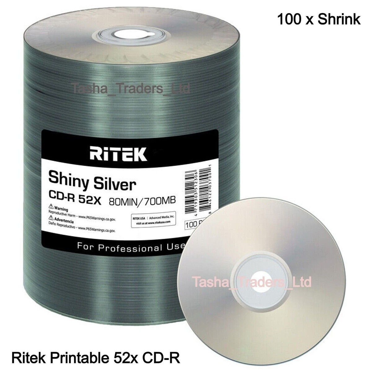 Print Hub 100-Pack CMC Pro CD-Rs - 80min/700MB Thermal Printable Discs ...
