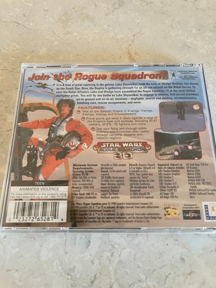 STAR WARS Rogue Squadron 3D for Windows 95/98 PC CD-ROM 2004 Shrink ...