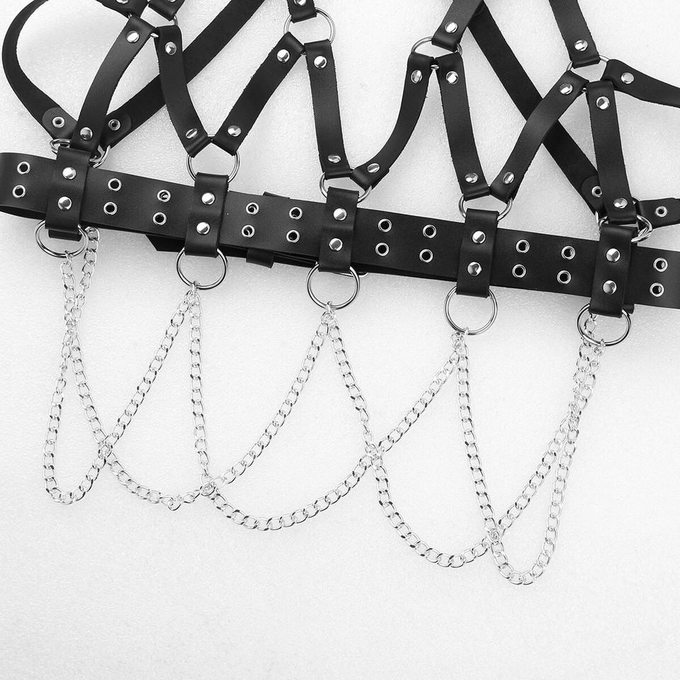 Women Adjustable Leather Harness Bra Body Chest Cage Belt Strap ...