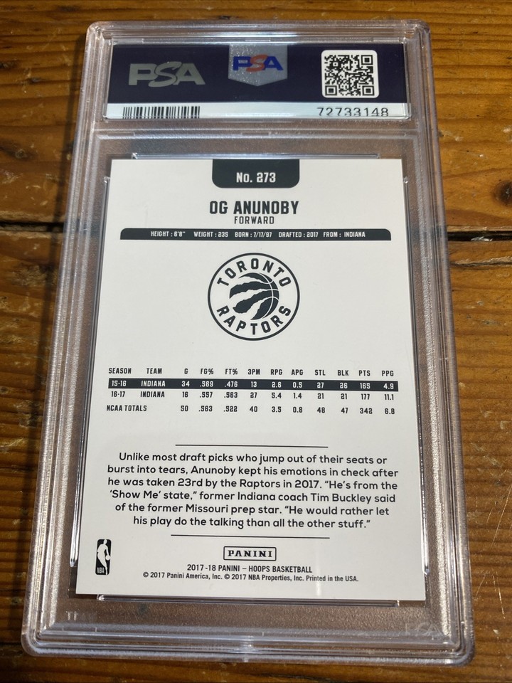 OG Anunoby 2017-18 Panini NBA Hoops BK Rookie Silver RC #273 /199 PSA ...