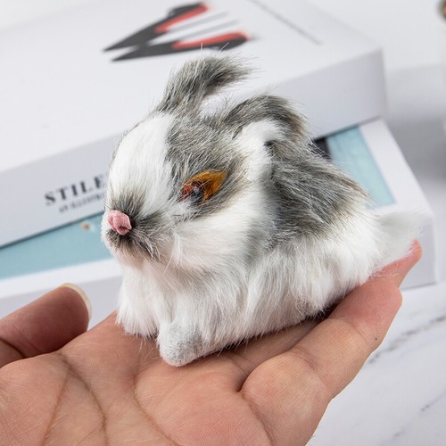 Mini Realistic Cute Plush Rabbit Lifelike Animal Easter Bunny Model ...