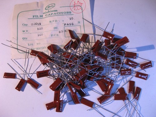 Qty 50 Nichicon Japan Film Chicklet Capacitor Brown .0015uF 10% 100V ...