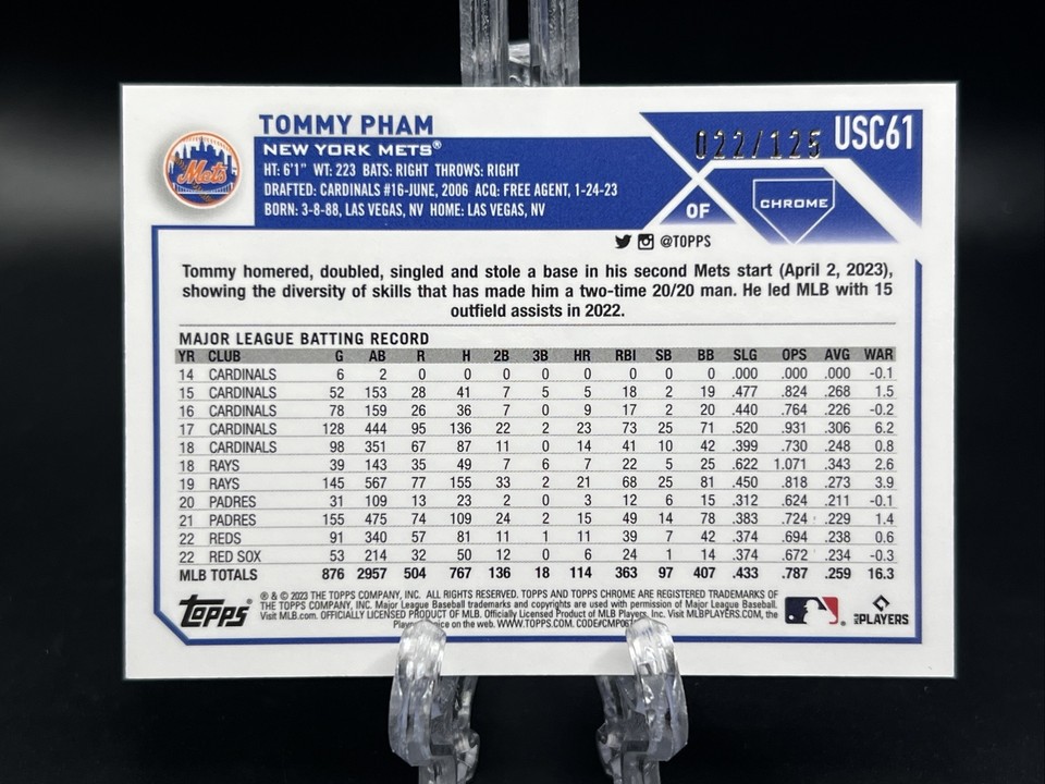2023 Topps Chrome Update Tommy Pham #USC61 Blue Green Lava Lamp #'d 22/ ...