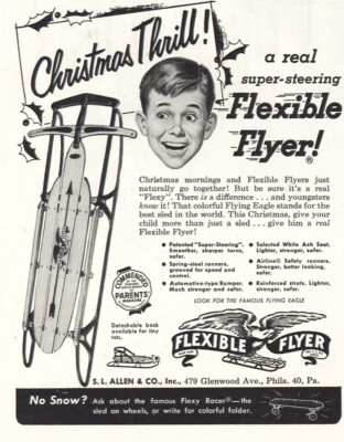 1953 Flexible Flyer: Christmas Thrill Vintage Print Ad | eBay