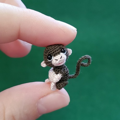 Extremely tiny Monkey. Dollhouse miniature. Doll pet micro monkey ...