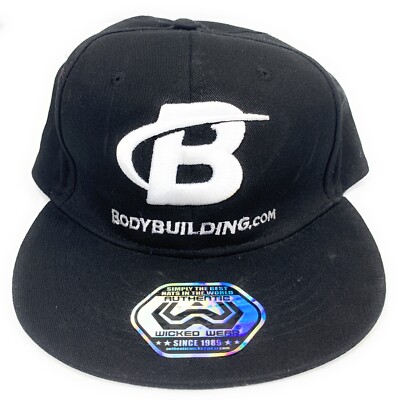 Bodybuilding.com Wicked Wear Snapback Adjustable Black Baseball Cap Hat ...