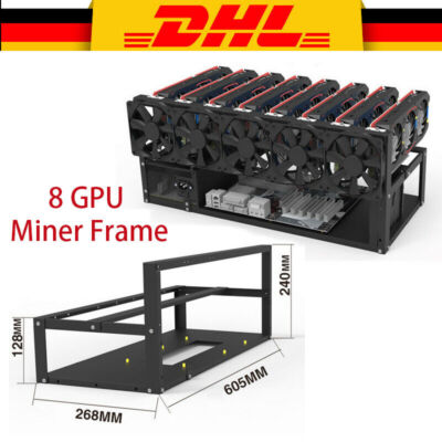 6/8 GPU Mining Rig Alu Mining Frame Open Air Case Miner Gehäuse DHL D ...