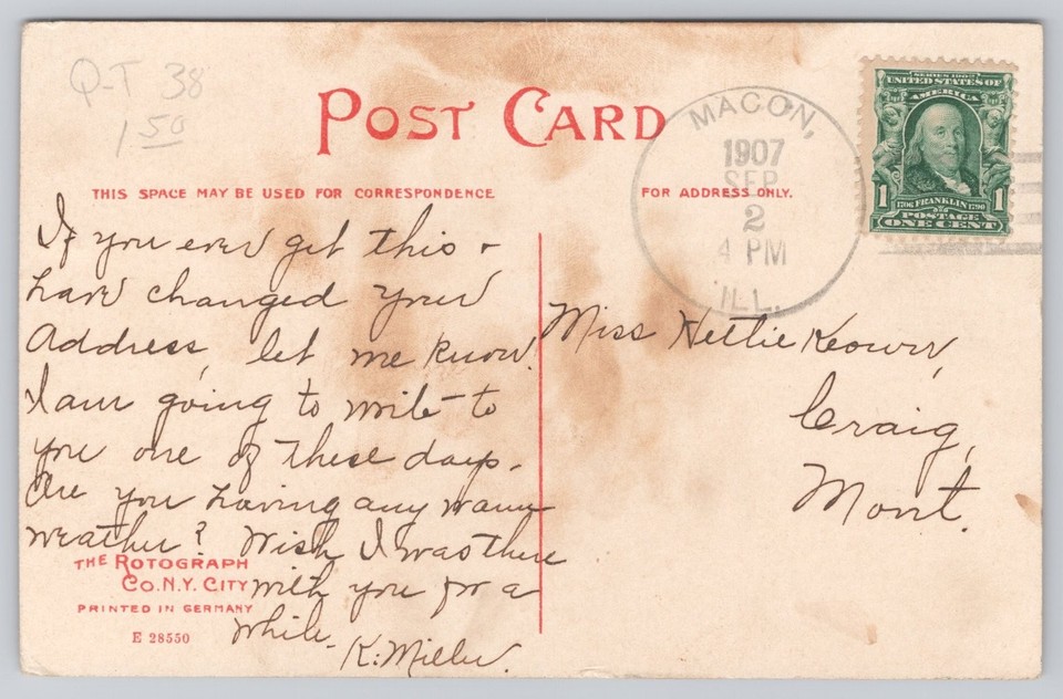 1907 James Millikin University Decatur IL Rotograph Postcard Posted | eBay