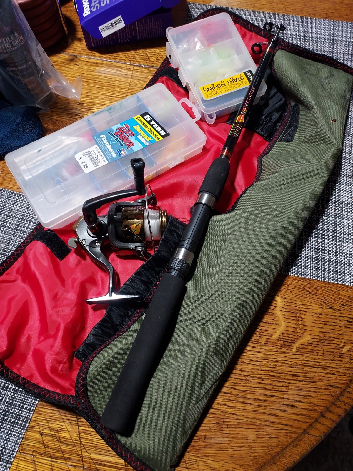 Portable Fishing Kit With Pole And Reel And Case With Some Tackle | eBay