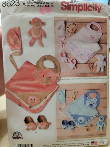 Simplicity Sewing Pattern 8623 Baby Accessories Bear Blanket BOOTIES ...
