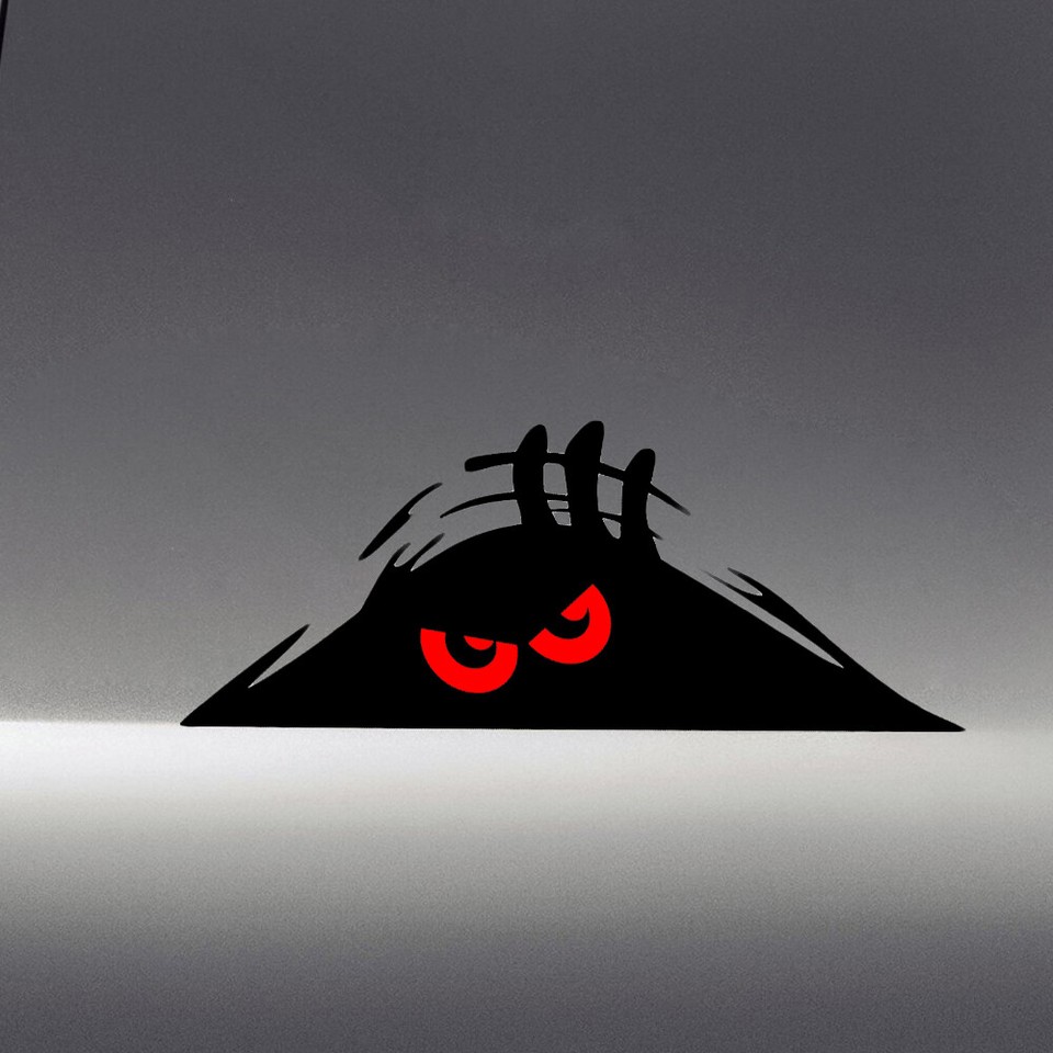 1x Red Eyes Monster Peeper Scary Door Window Car Sticker Vinyl Decal ...