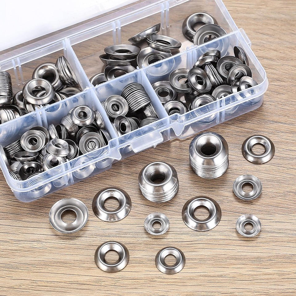 300 Pcs Finish Washers,Finishing Washers Countersunk Washers 6#8#10#12 ...