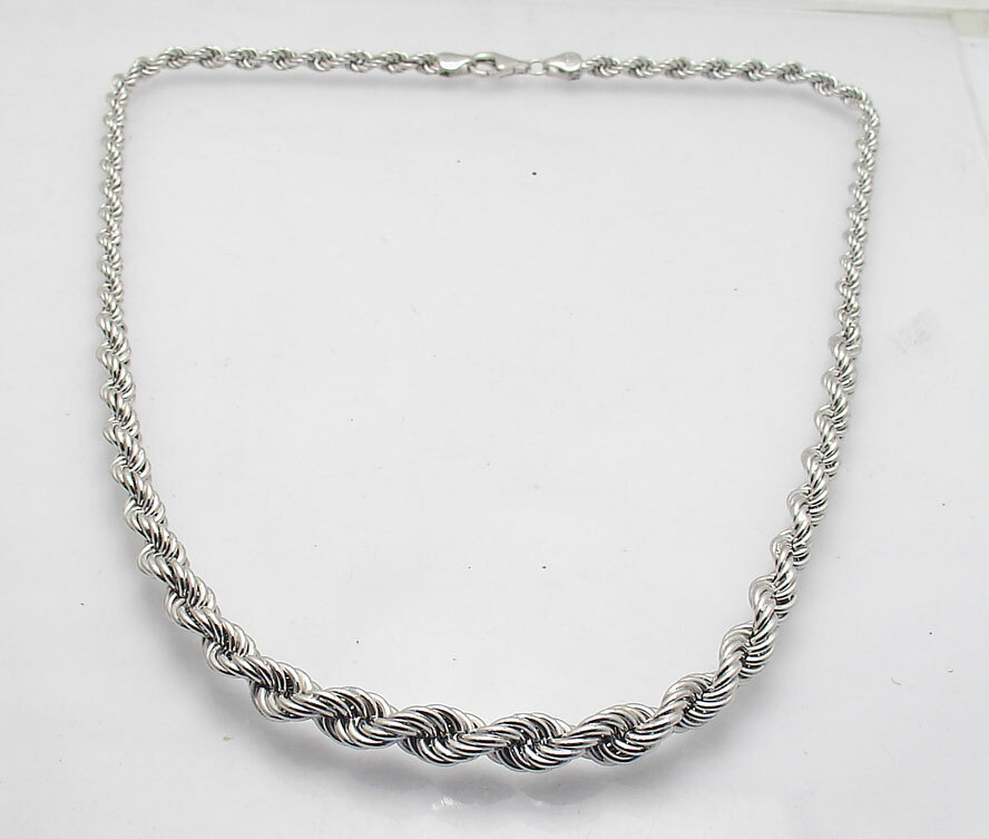 Technibond Graduated Twisted Rope Link Chain Necklace Platinum Clad 925 ...