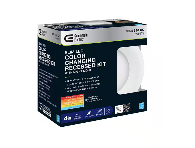 Commercial Electric 4 In White Led Recessed Trim Commercial Electric 4