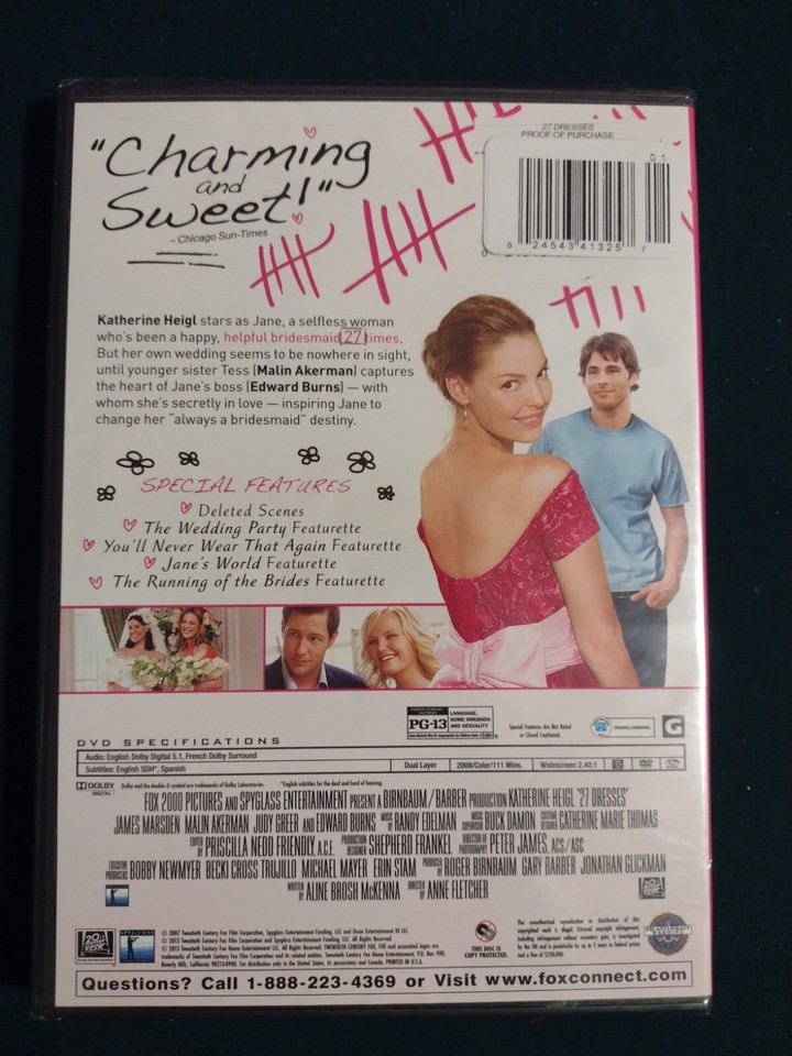 27 Dresses (2013 Widescreen DVD) Katherine Heigl 20th Century Fox ...