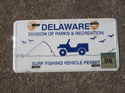 2006 Delaware Surf Fishing Vehicle Permit License Plate Parks and ...