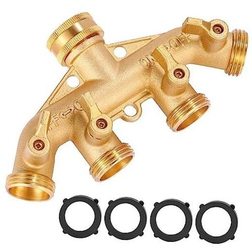 4 Way Heavy Duty Garden Hose Splitter 3/4" Y Shape Valve Water Pipe ...