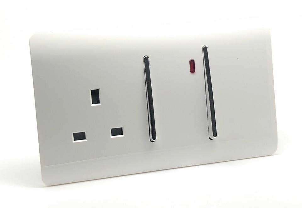 Trendi Switch Ice White Designer Light Switches Plug Sockets Fused ...