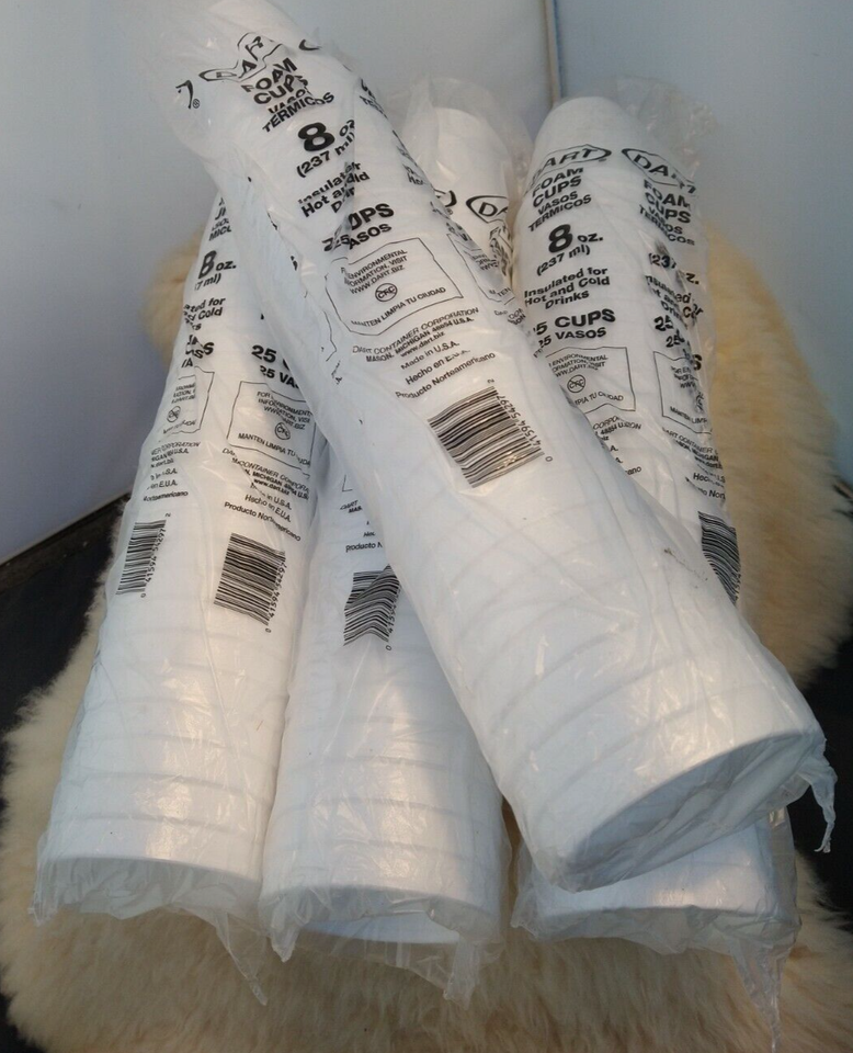 DART 8Oz DISPOSABLE FOAM CUPS HOT COLD DRINKS GREAT FOR COFFEE WHITE ...