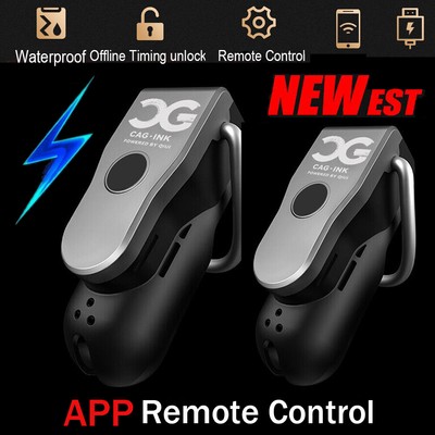 QIUI Bluetooth Male Chastity Device APP Remote Control Cage Ring ...