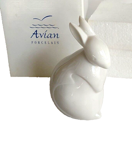 1998 Enesco Silver Moon Porcelain White snow Rabbit Figurine 459097 In ...