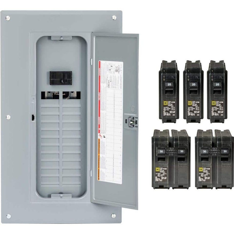 Square D 100 Amp 24-Space 48-Circuit Indoor Main Breaker Panel Box Load ...