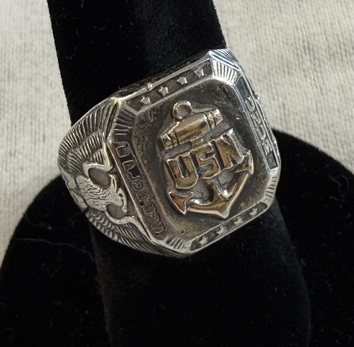 Vintage Sterling & 10k USN Navy Ring | eBay