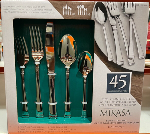 Mikasa Harmony 45 Piece Flatware Serving Utensil Set Stainless Steel ...