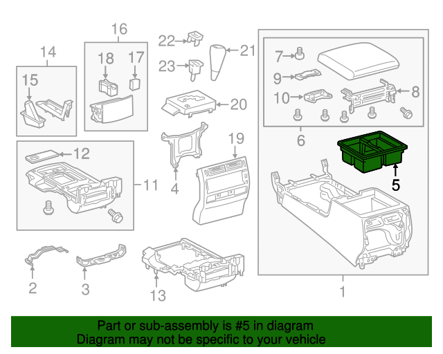 2008-2021 Lexus LX570 Toyota Land Cruiser Genuine OEM Console Pocket ...
