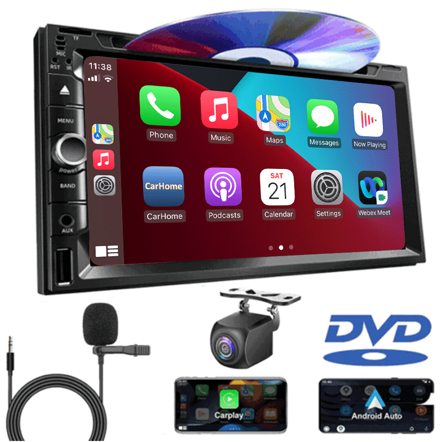 7" Car CD DVD Radio Android CarPlay Stereo Touch Screen Double Din ...